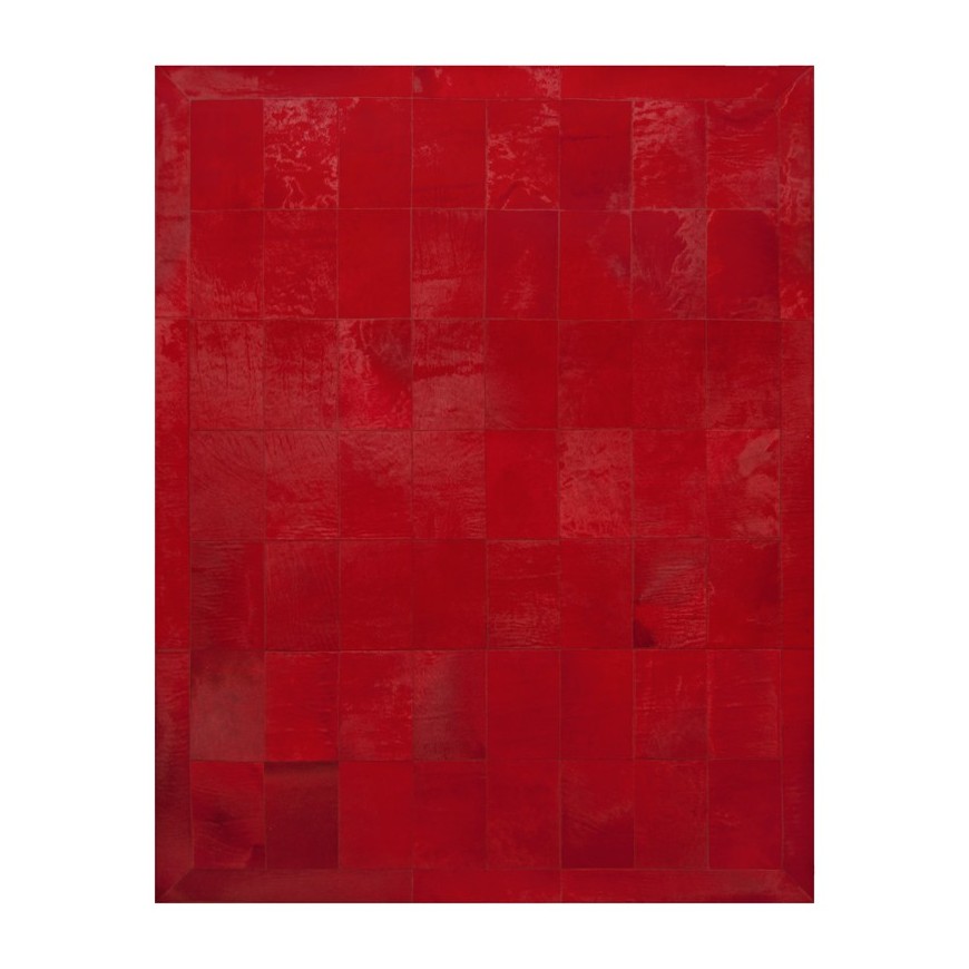 Modern Cowhide Rug Horsy Red with frame | FUR HOME Kastoria